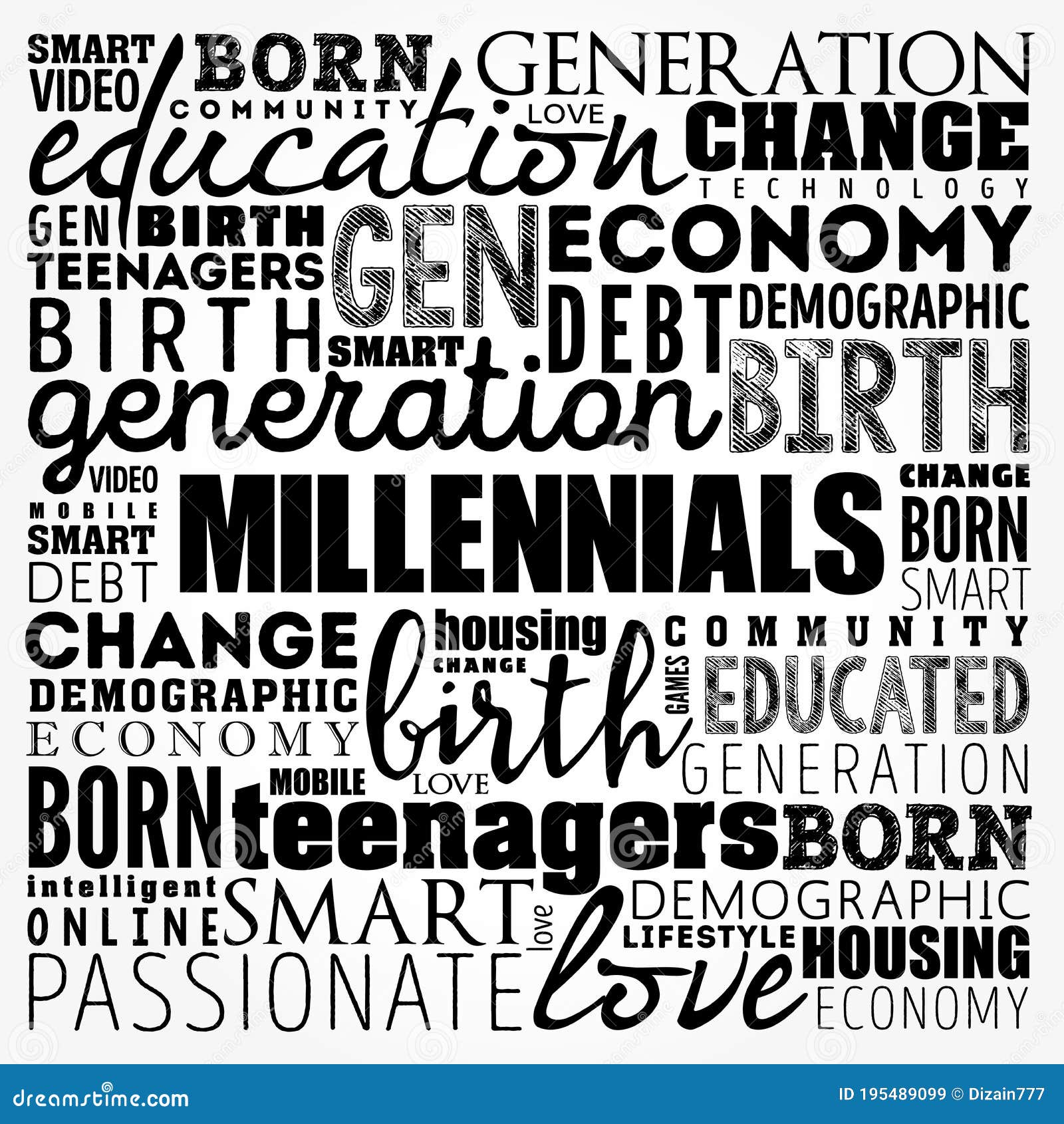 Millennials Word Cloud Social Concept Collage Background Royalty-Free ...