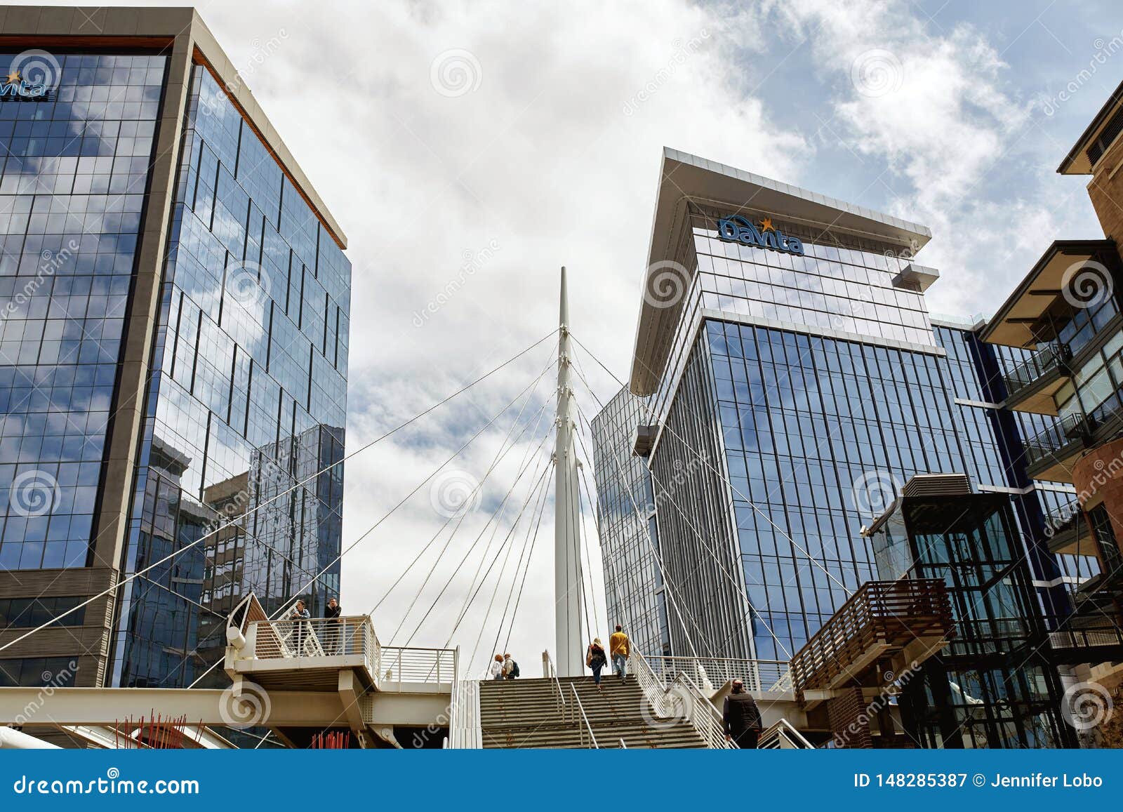 Millennium Bridge at Commons Park in Denver, Colorado Editorial ...
