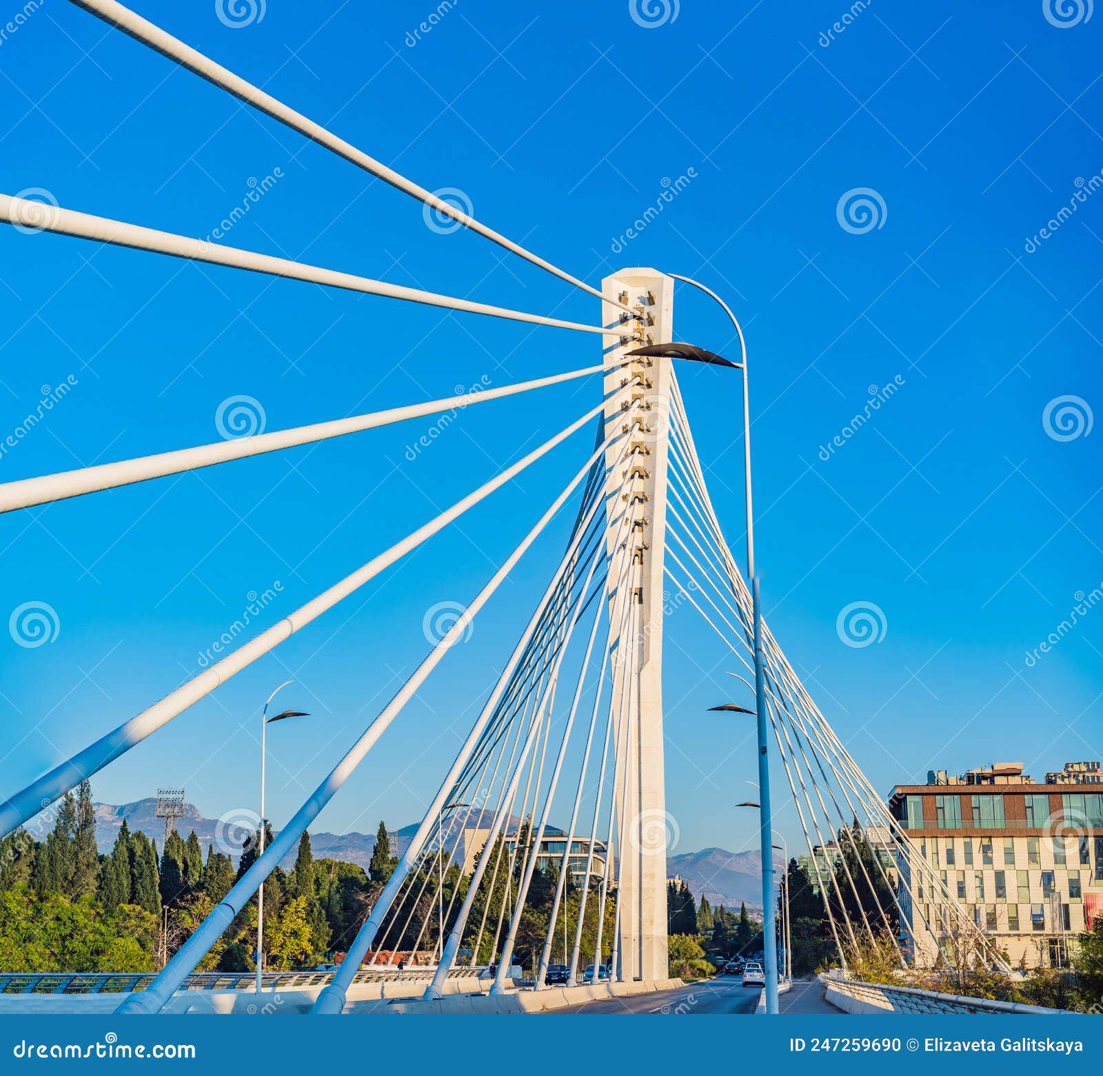 Millennium Bridge Over Moraca River in Podgorica, Montenegro Stock ...