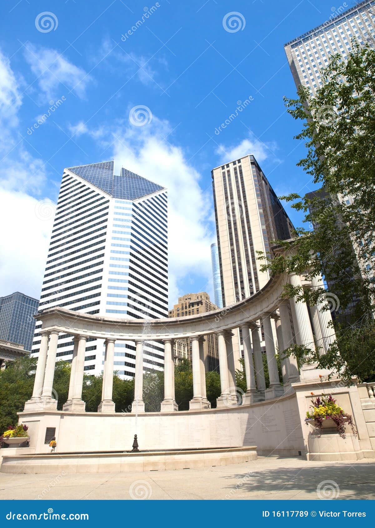 Millennium Monument in Wrigley Square, Chicago Stock Image - Image of ...