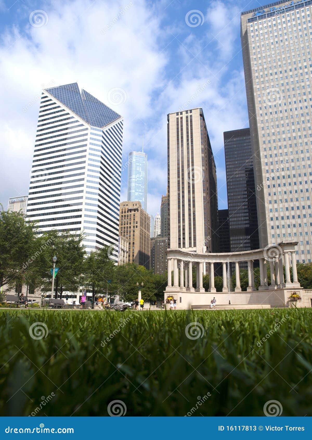 Millennium Monument in Wrigley Square, Chicago Stock Image - Image of ...