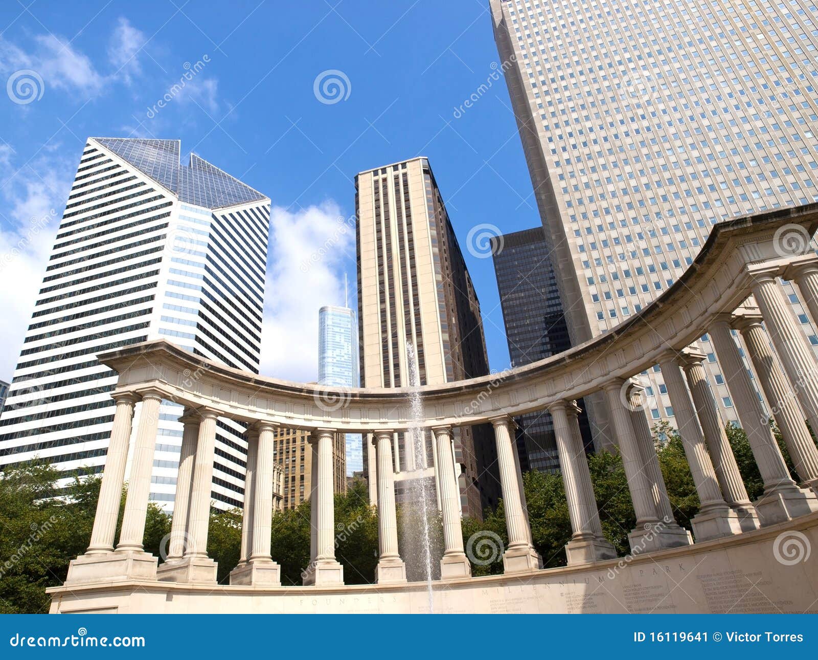 Millennium Monument in Wrigley Square, Chicago Stock Image - Image of ...