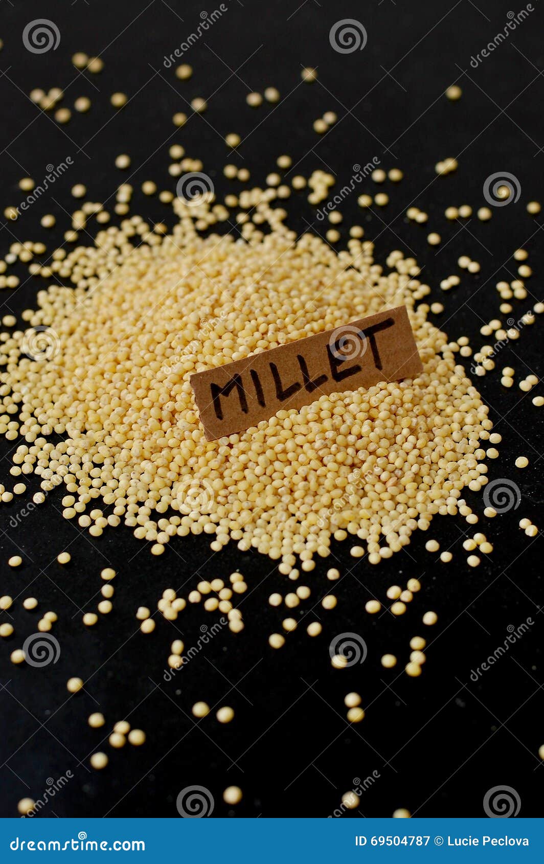 Millet with the Label on the Black Background Stock Image - Image of ...