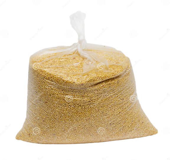 Millet in a Plastic Bag on a White Background Stock Photo - Image of ...