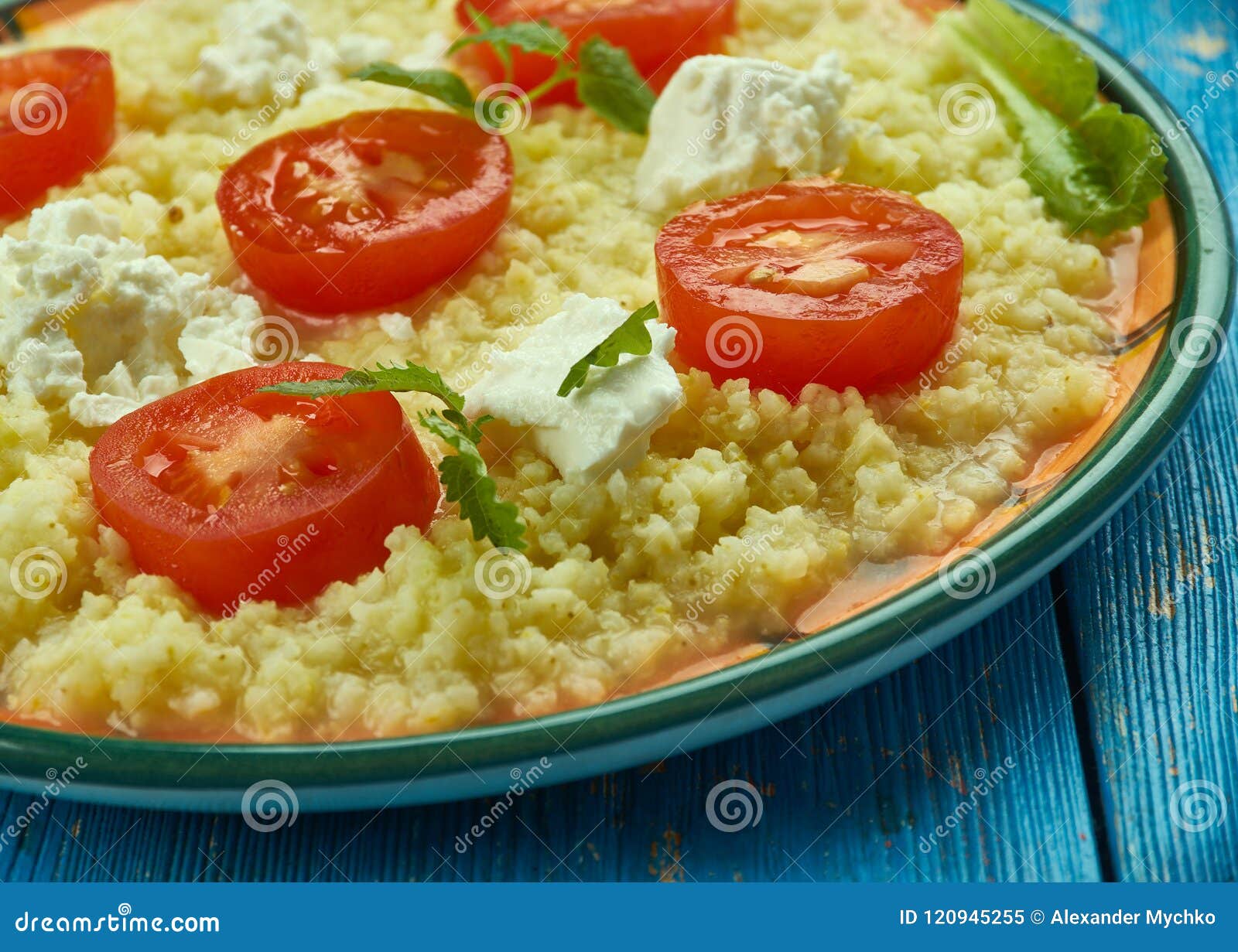 Millet risotto with pesto stock image. Image of pesto - 120945255