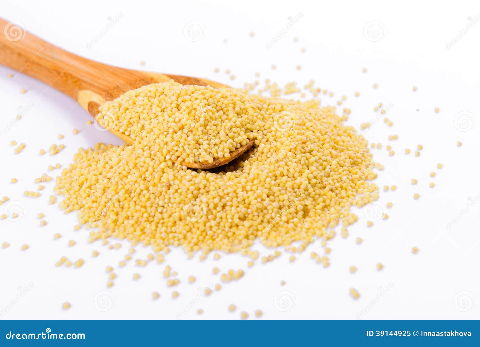 Millet in a wooden spoon stock image. Image of tool, particle - 39144925