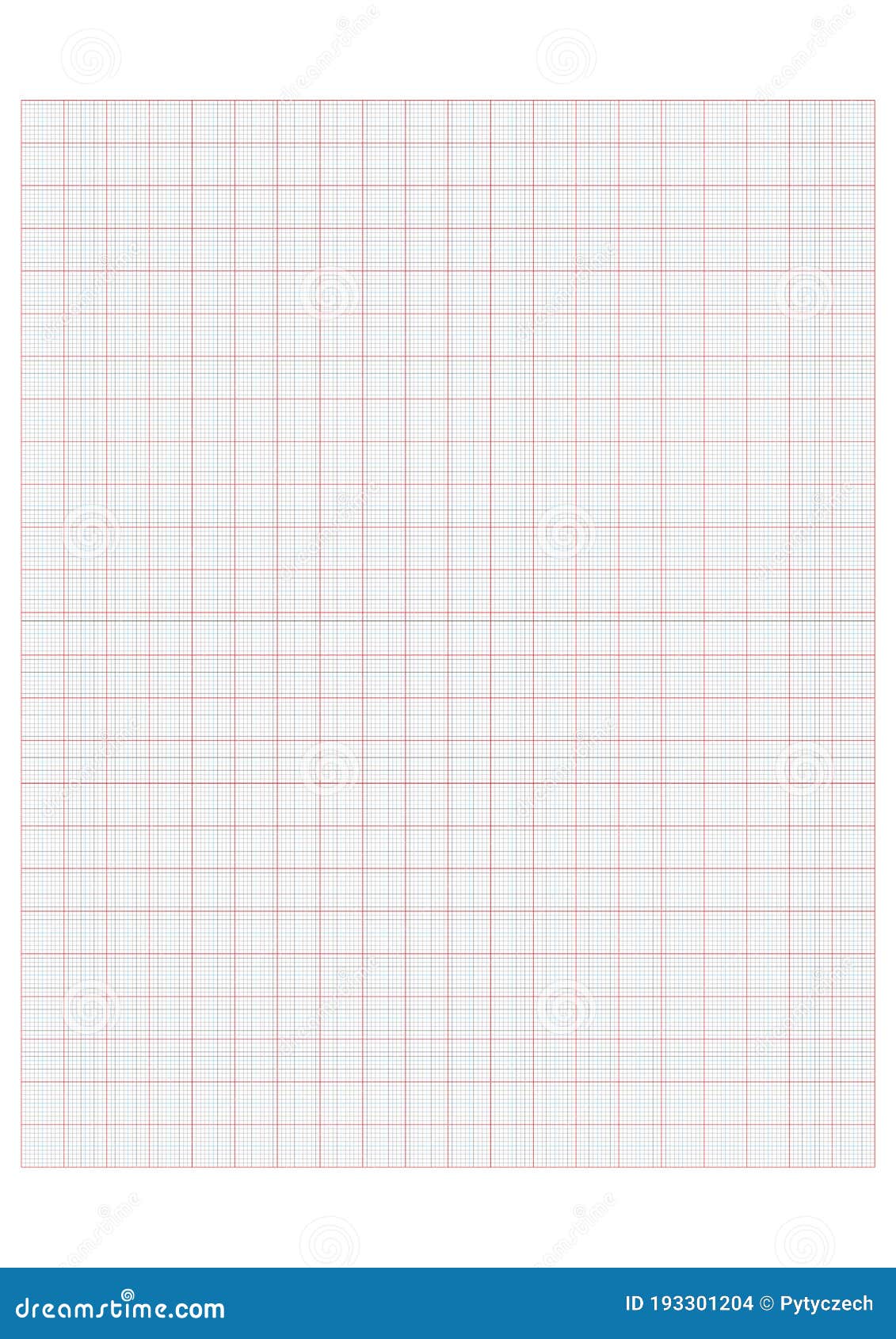 Millimeter Grid on A4 Size Page. Divided by Black 1, Blue 5 and Red 10 ...