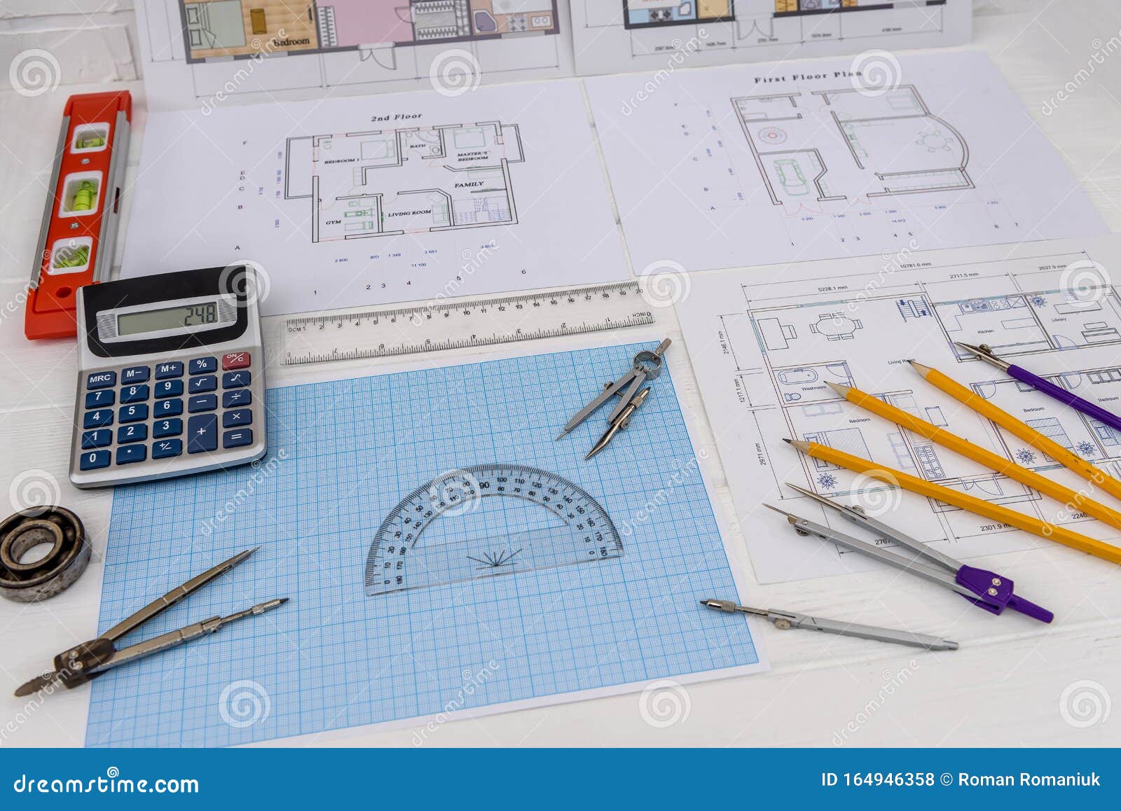 Millimeter Paper with Drawing Tools and House Plan Stock Photo - Image ...