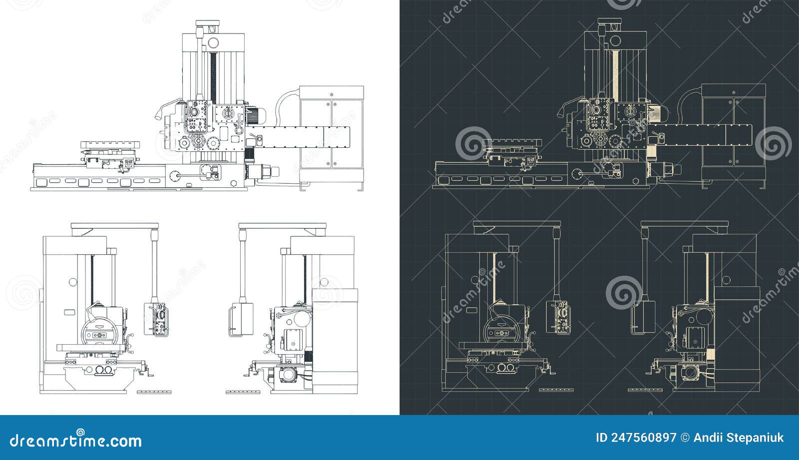 Milling CNC Machine Blueprints Stock Vector - Illustration of iron ...