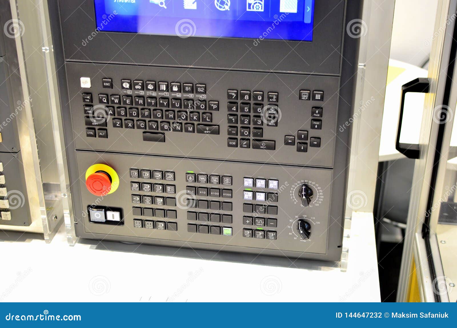 Milling CNC Machine Control Panel with Display Stock Photo - Image of ...