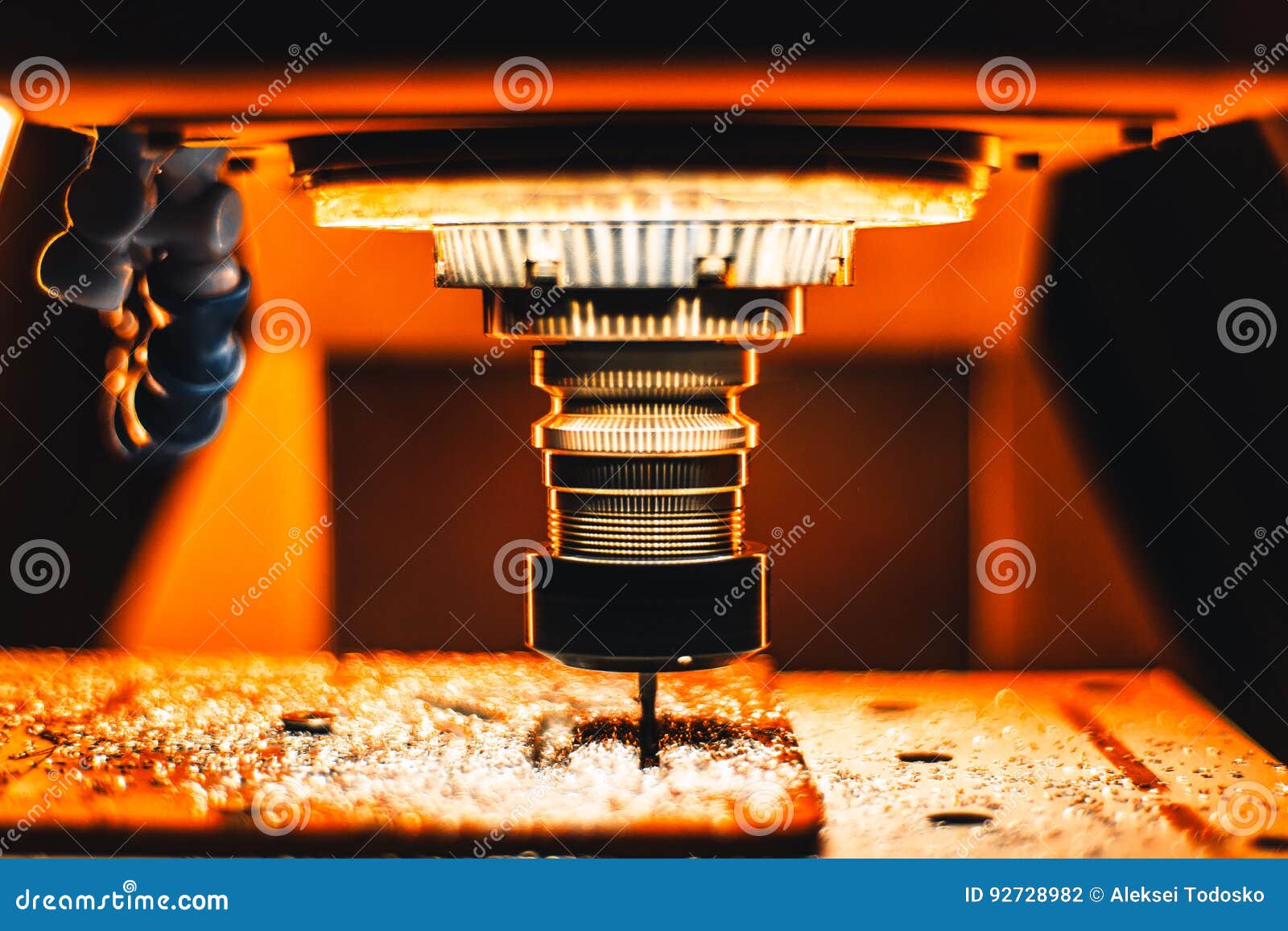Milling CNC Maching in Strong Orange Light Stock Photo - Image of ...