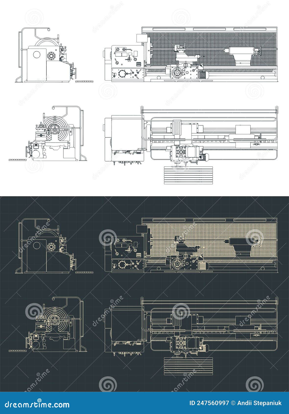 Milling machine blueprints stock vector. Illustration of business ...