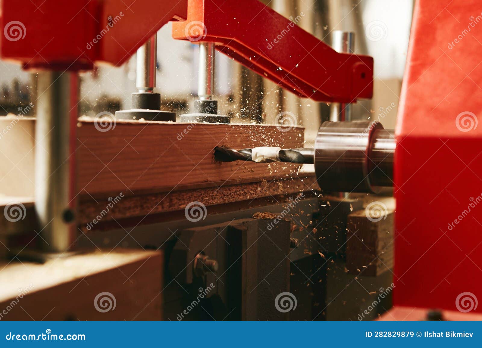 Milling Machine Cuts a Hole for Locks, Hinges and Keyholes. Stock Image ...