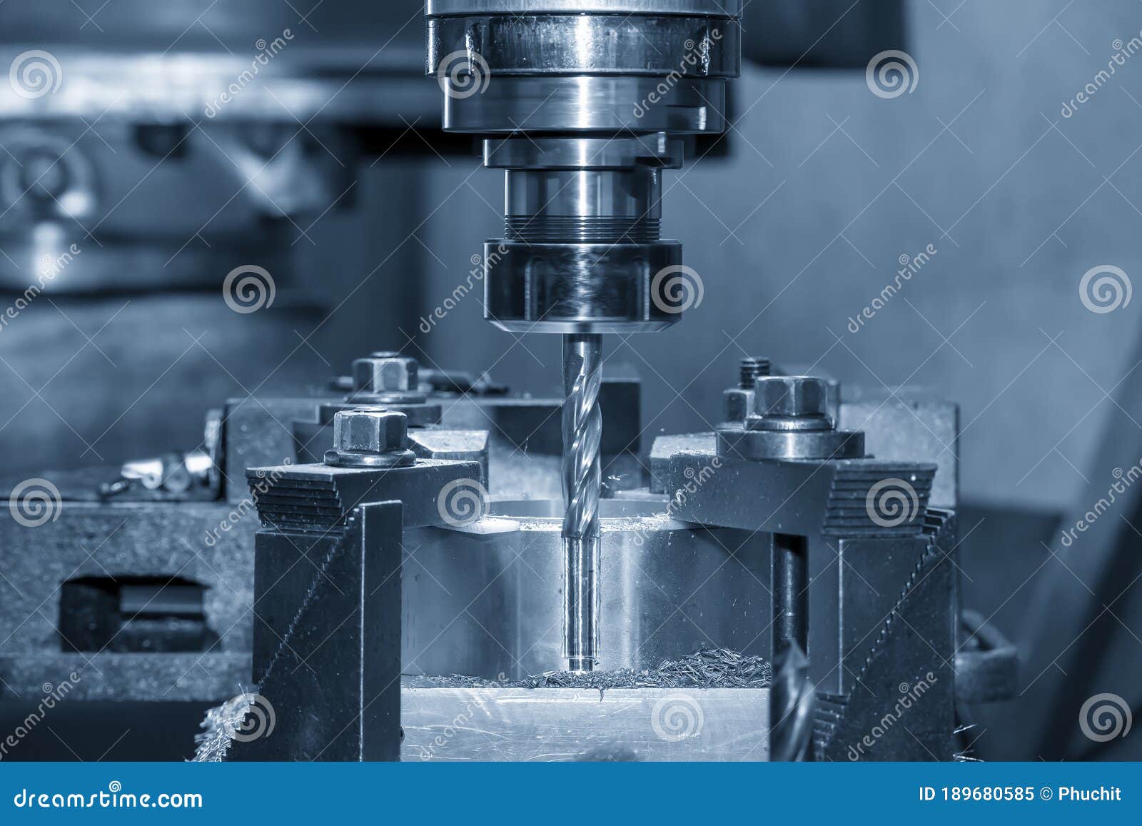 The Milling Machine Make the Hole on the Work Pieces by Drill Tools ...