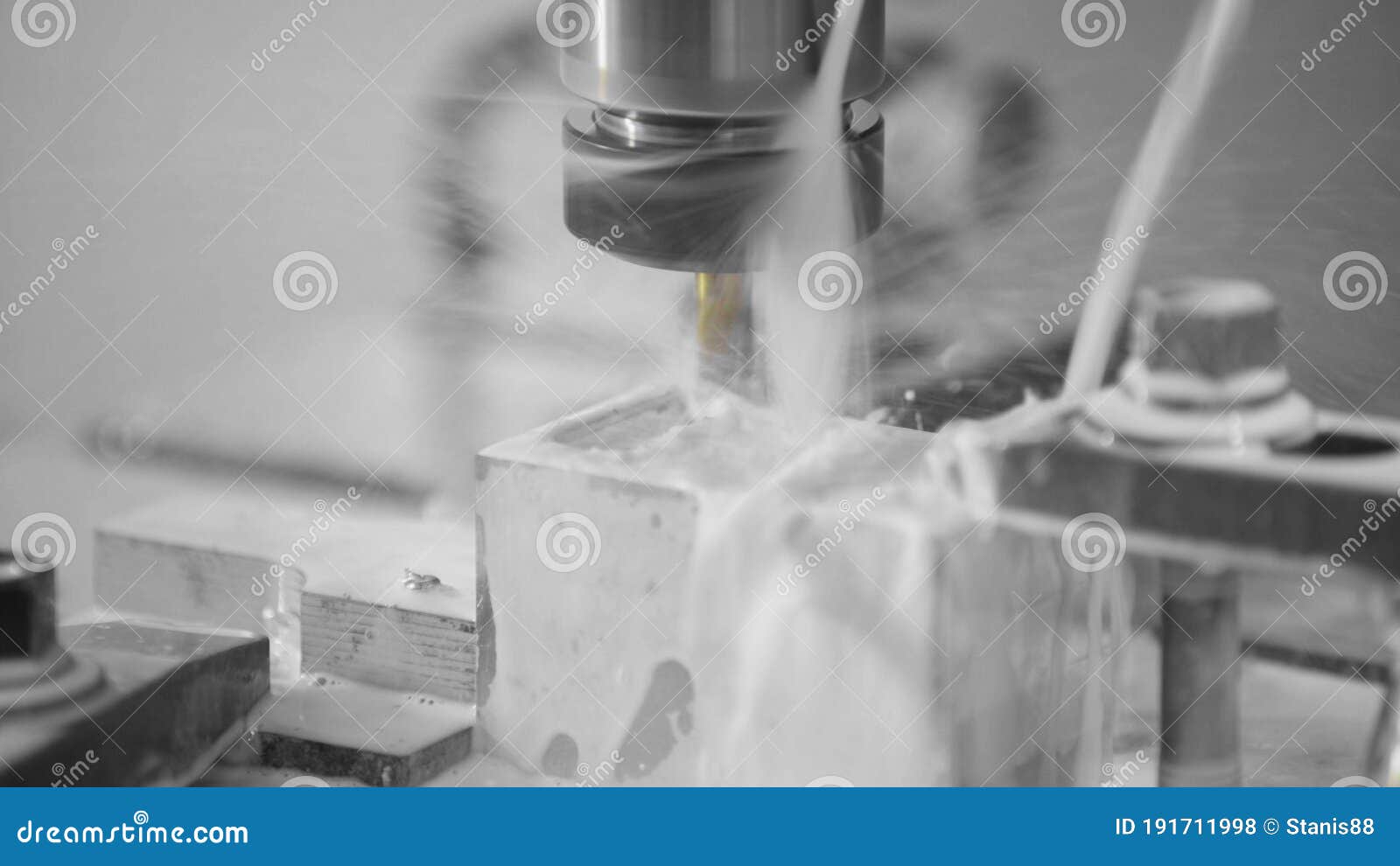 Milling Machine in Operation High-tech Machine Lathe Metal Processing ...