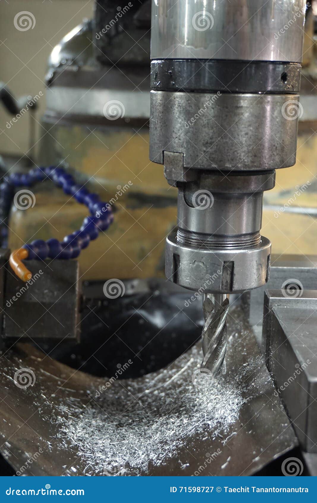 Milling machine process stock image. Image of detail - 71598727