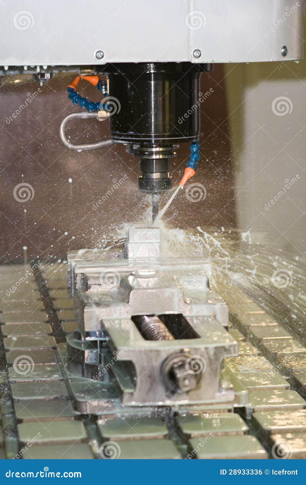 Milling Machine Working - Cooling Liquid Stock Photo - Image of flowing ...