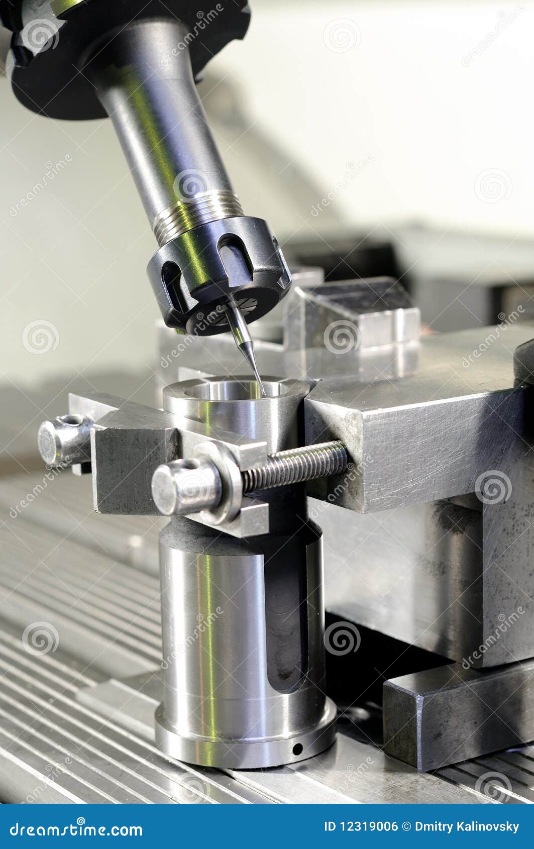 Metal Blank Machining Process On Lathe With Tools And Coolant At Steel ...