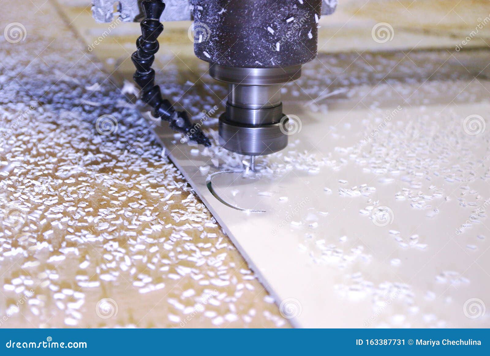 Milling Plastic Cutting. Close-up, Stock Image - Image of crumbs, panel ...
