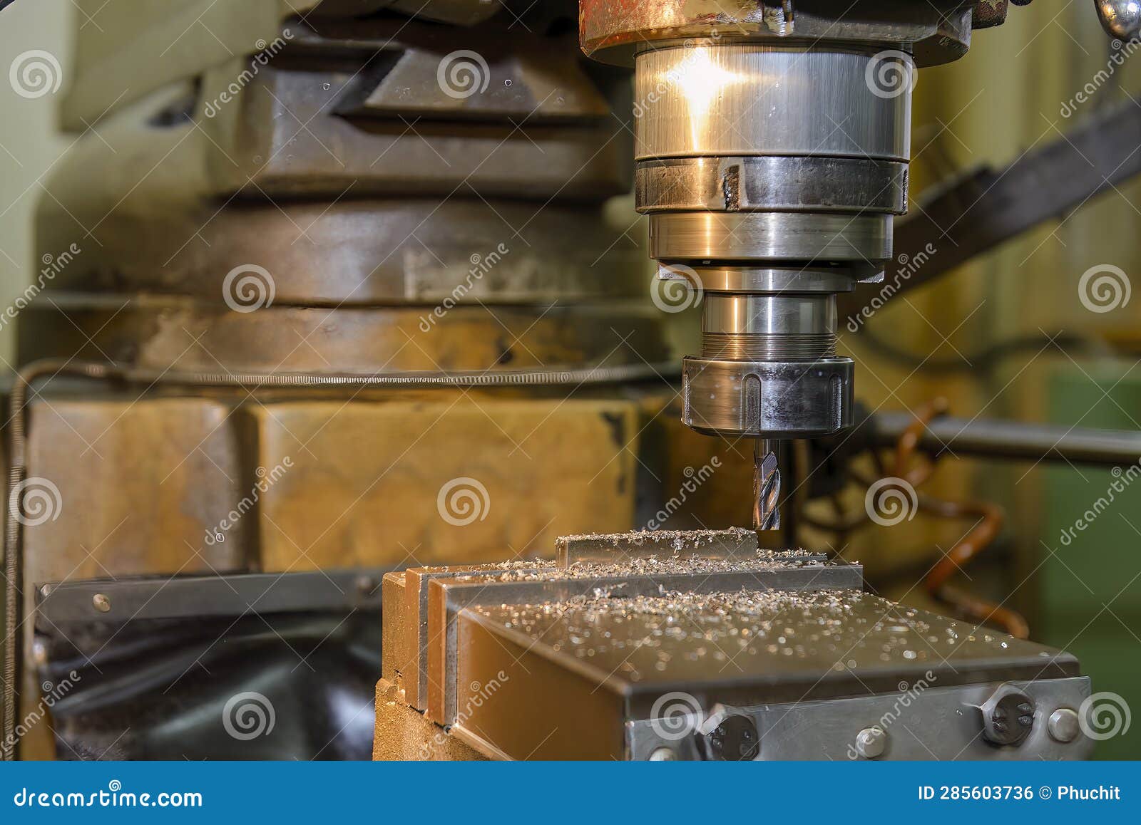 The Milling Process on NC Milling Machine with Metal Plate Parts Stock ...