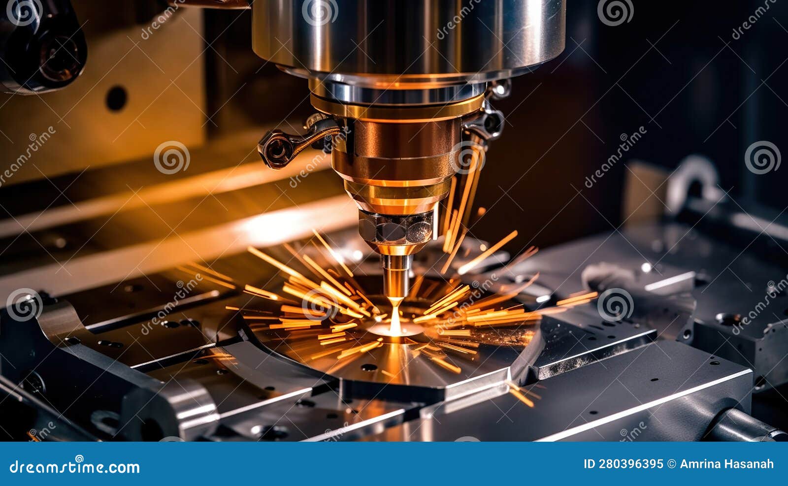 The Milling Process on NC Milling Machine. the Metal Working Concept on ...