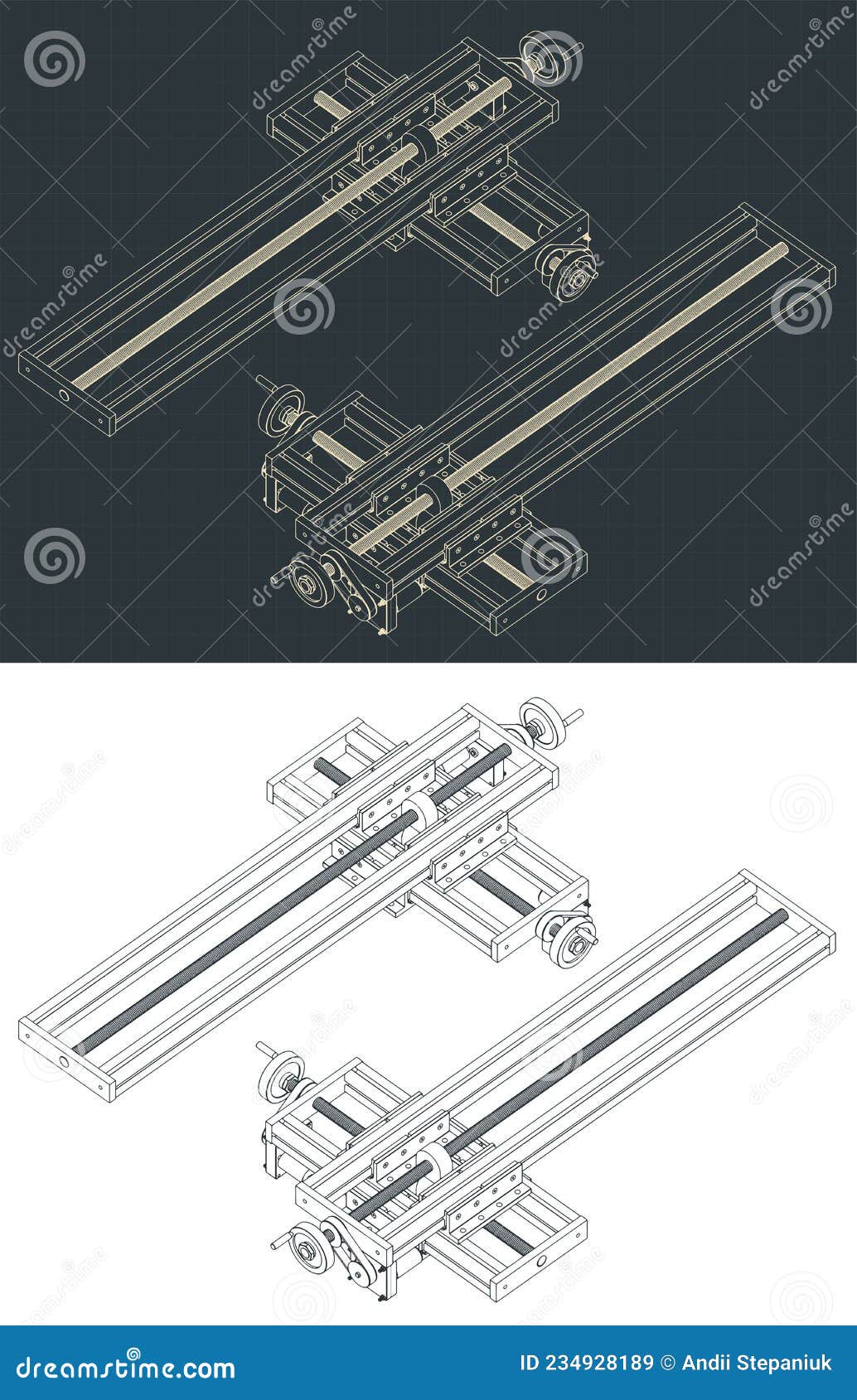 Milling Table Isometric Blueprints Stock Vector - Illustration of ...