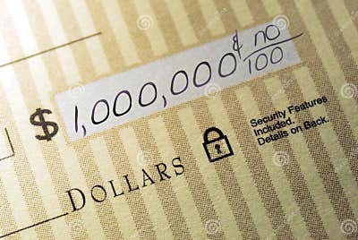 Million Dollar Check stock image. Image of dollars, business - 6200545