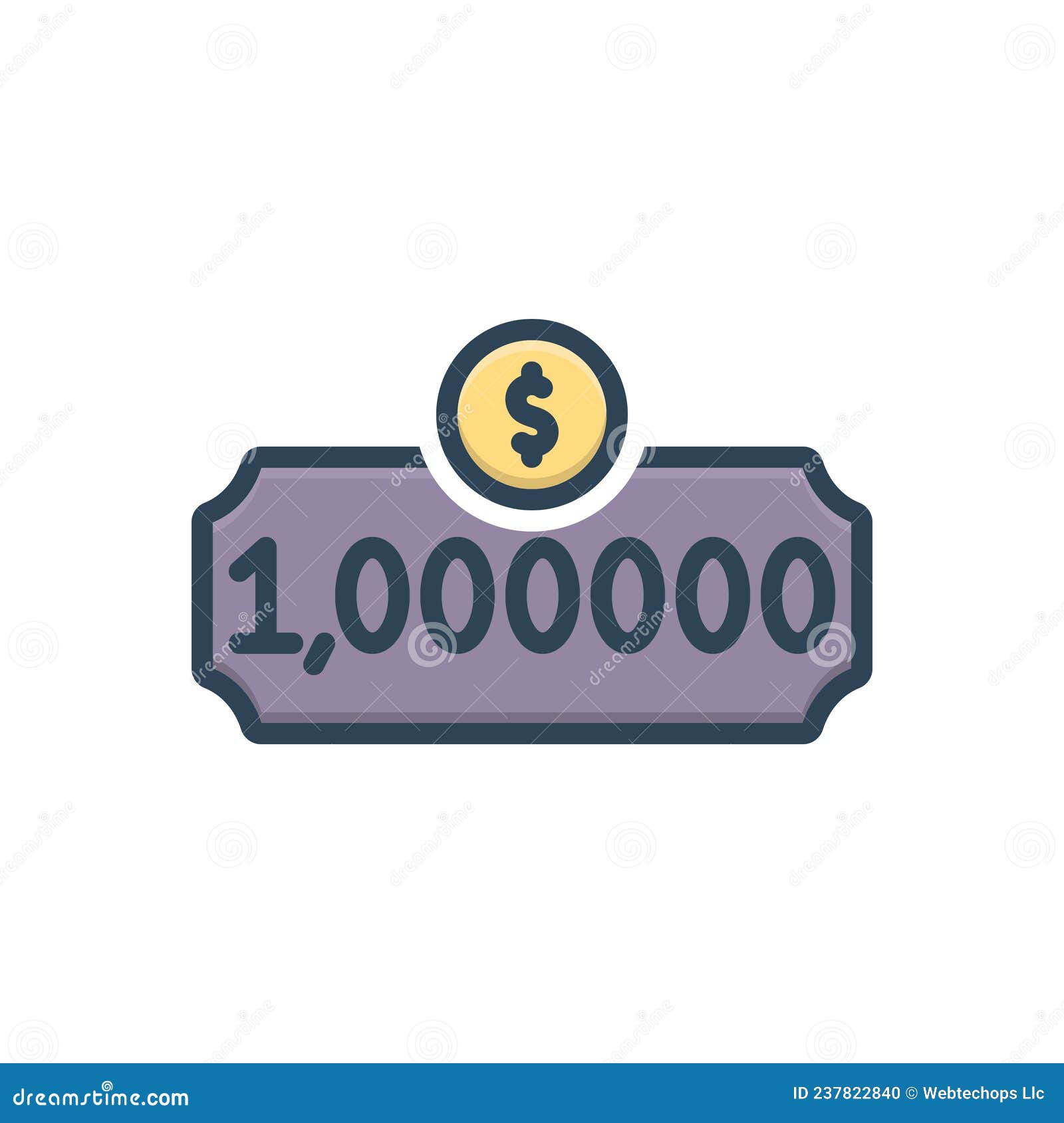 Color Illustration Icon for Million, Cheque and Fortune Stock ...