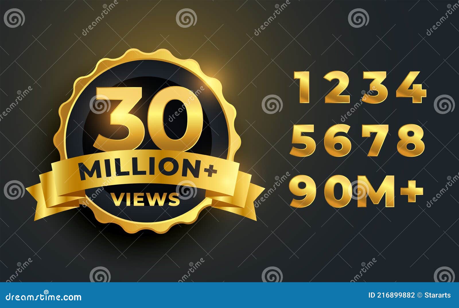 30 Million or 30M Views Celebration Golden Label Design Stock Vector ...