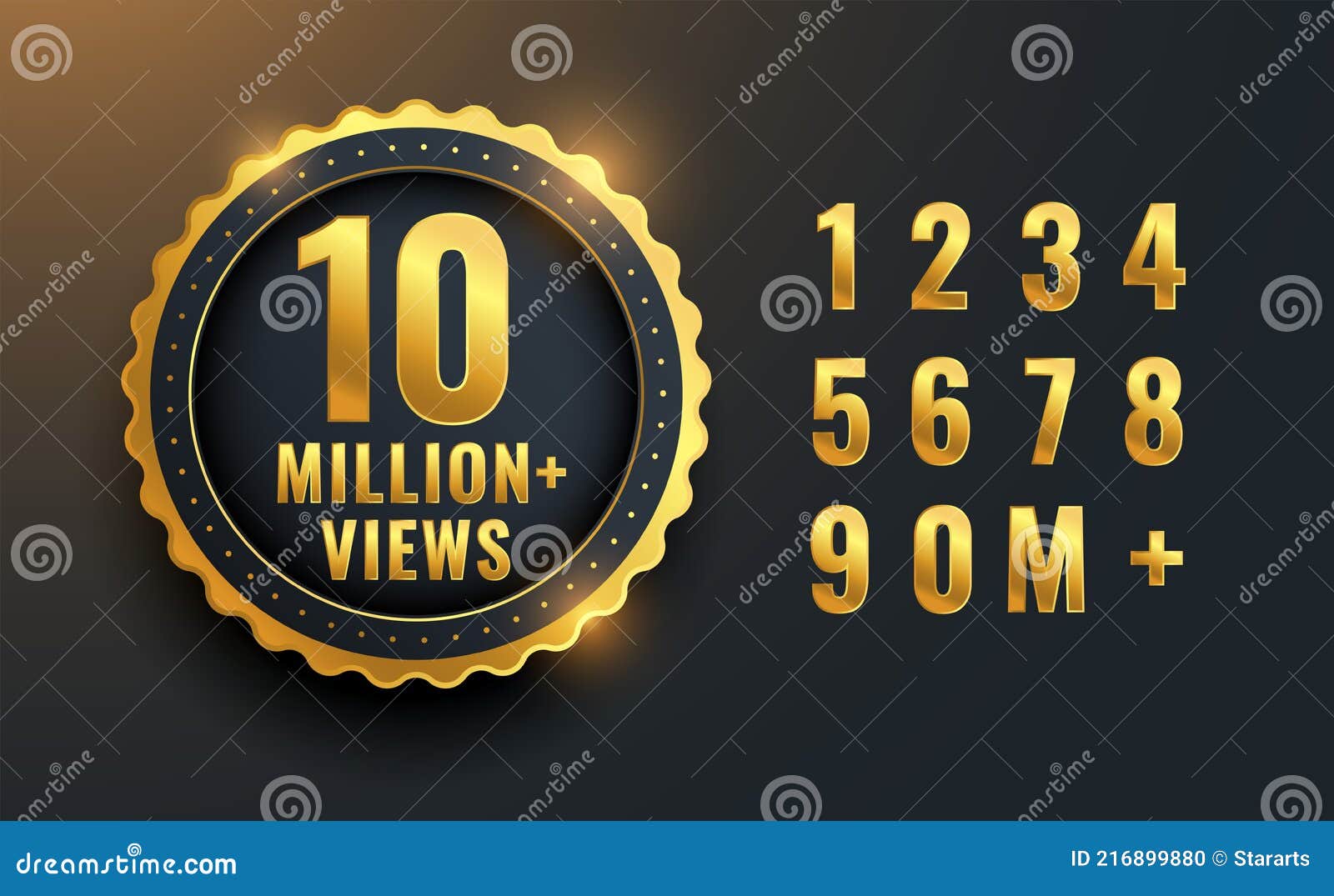 Set Of 1 Million Views To 9 Million Views Gold Badge Sticker Clipart ...