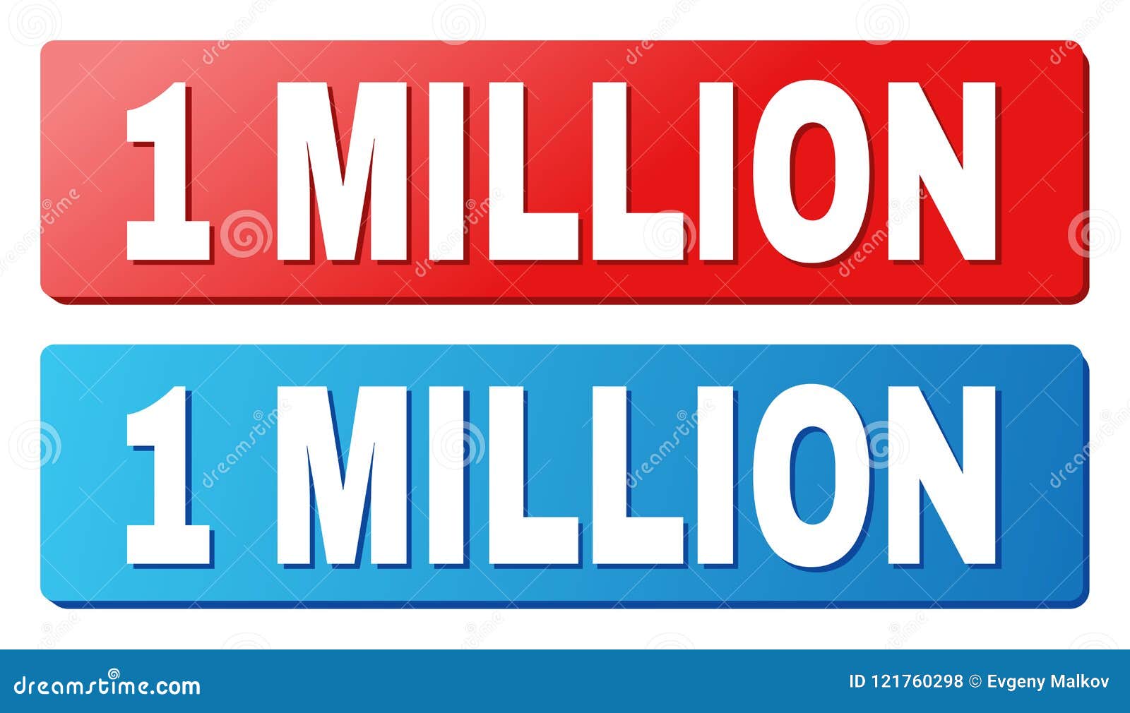 1 MILLION Text on Blue and Red Rectangle Buttons Stock Vector ...
