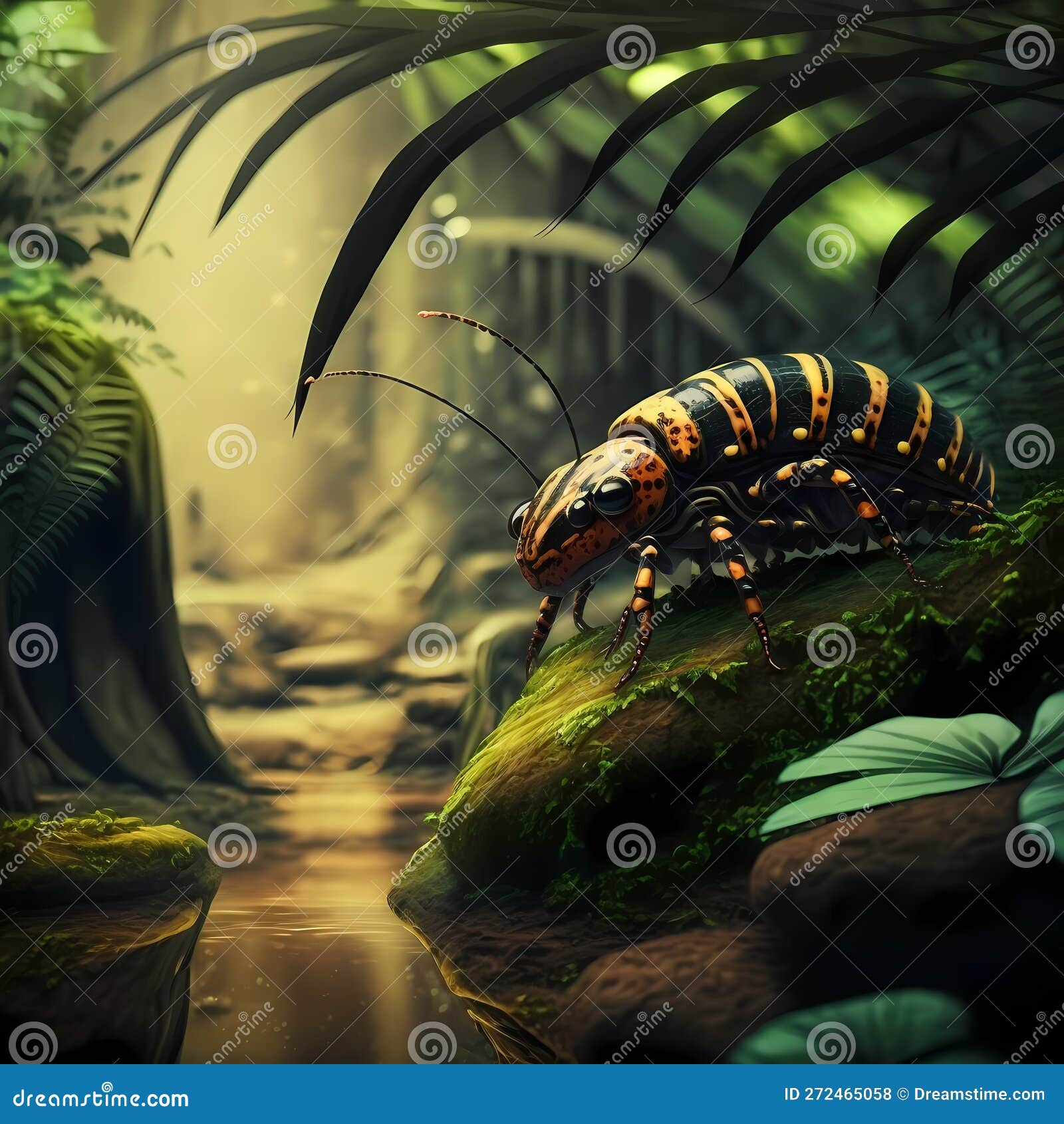 Millipedes Realistic Illustration. Generative AI Stock Illustration ...
