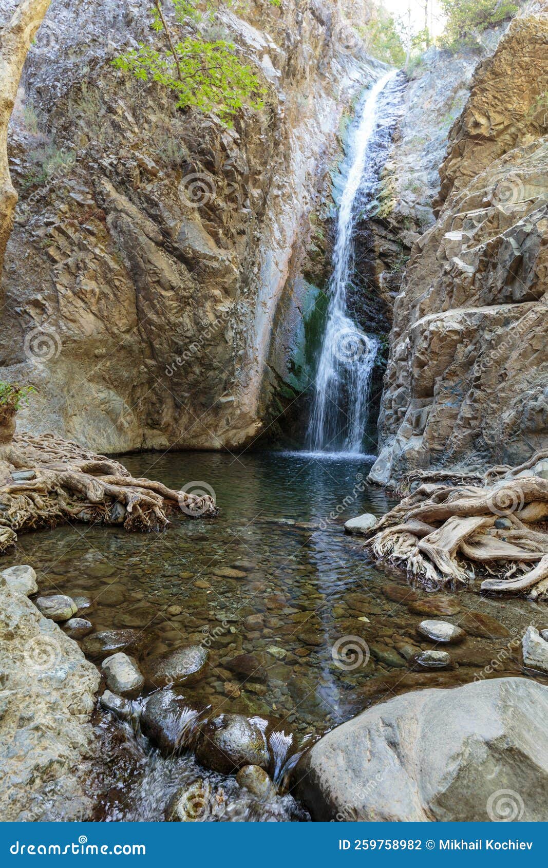 Millomeris Waterfall, Pano Platres Cyprus Stock Photo - Image of green ...