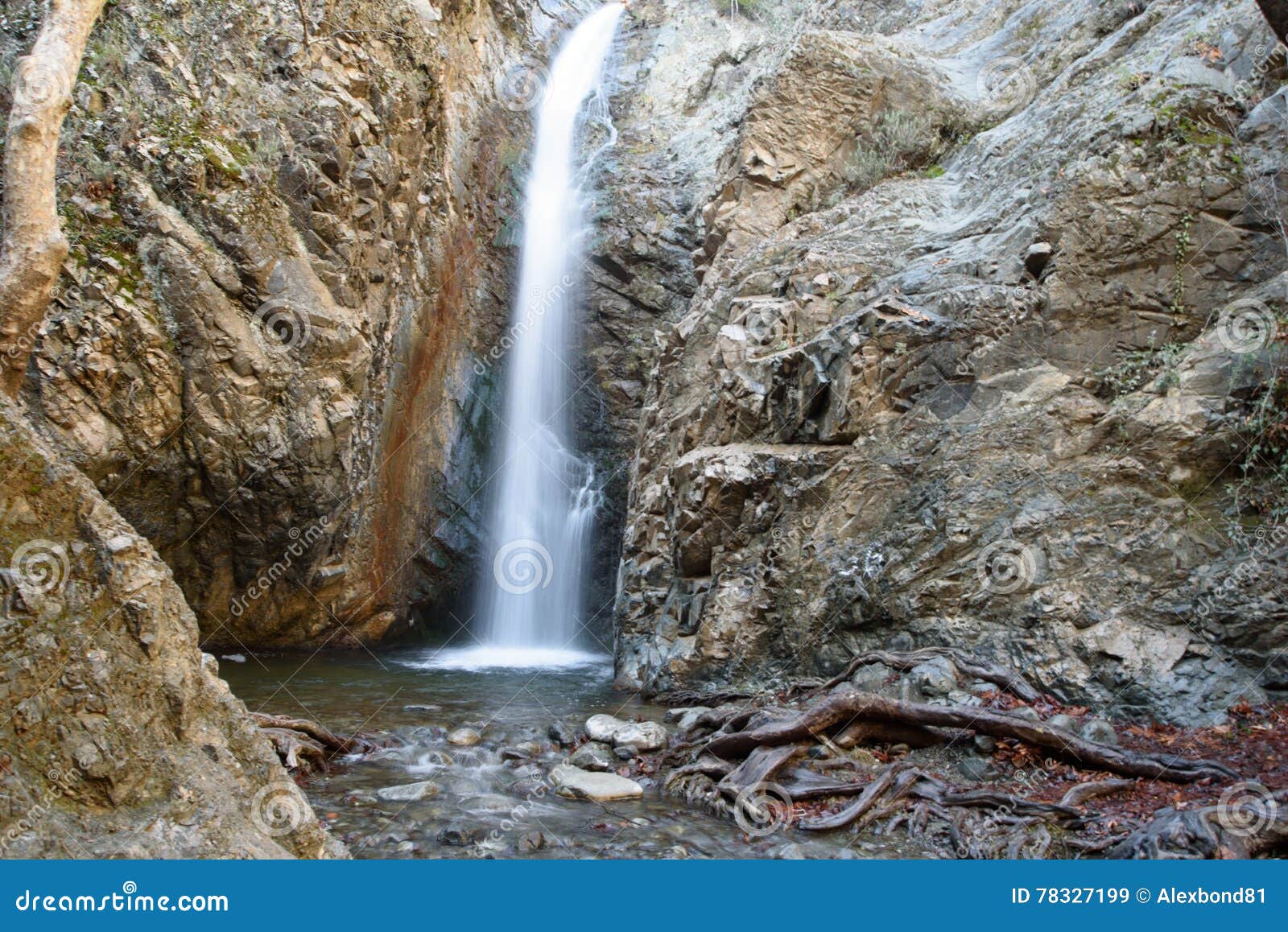Millomeris waterfall stock image. Image of brook, waterfall - 78327199