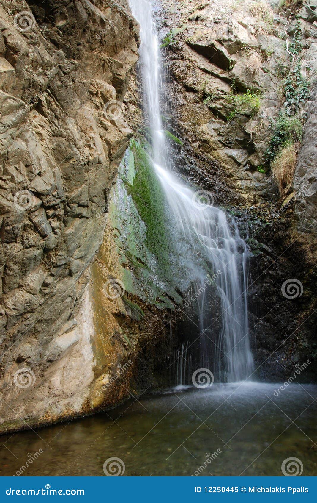 Nature Waterfall of Millomery Cyprus Stock Image - Image of park, rock ...