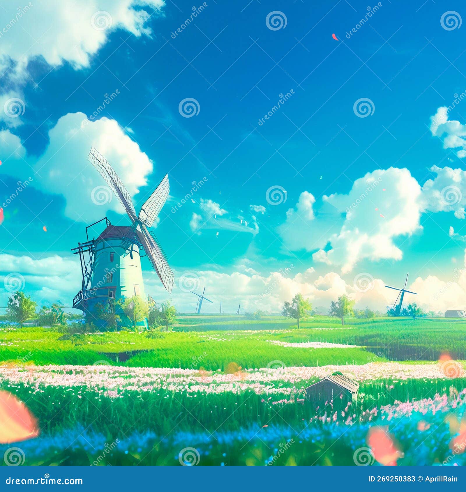 Mills In The Fields, Anime Style Royalty-Free Cartoon | CartoonDealer ...