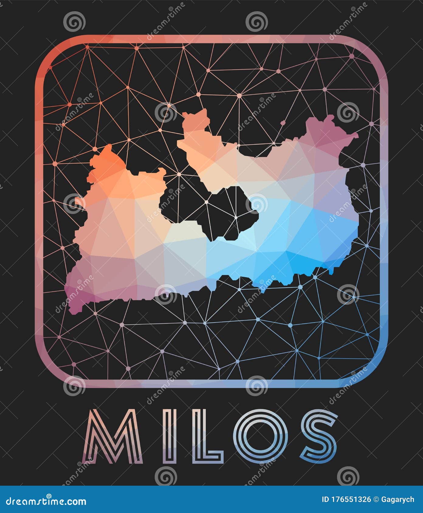Milos map design. stock vector. Illustration of creative - 176551326