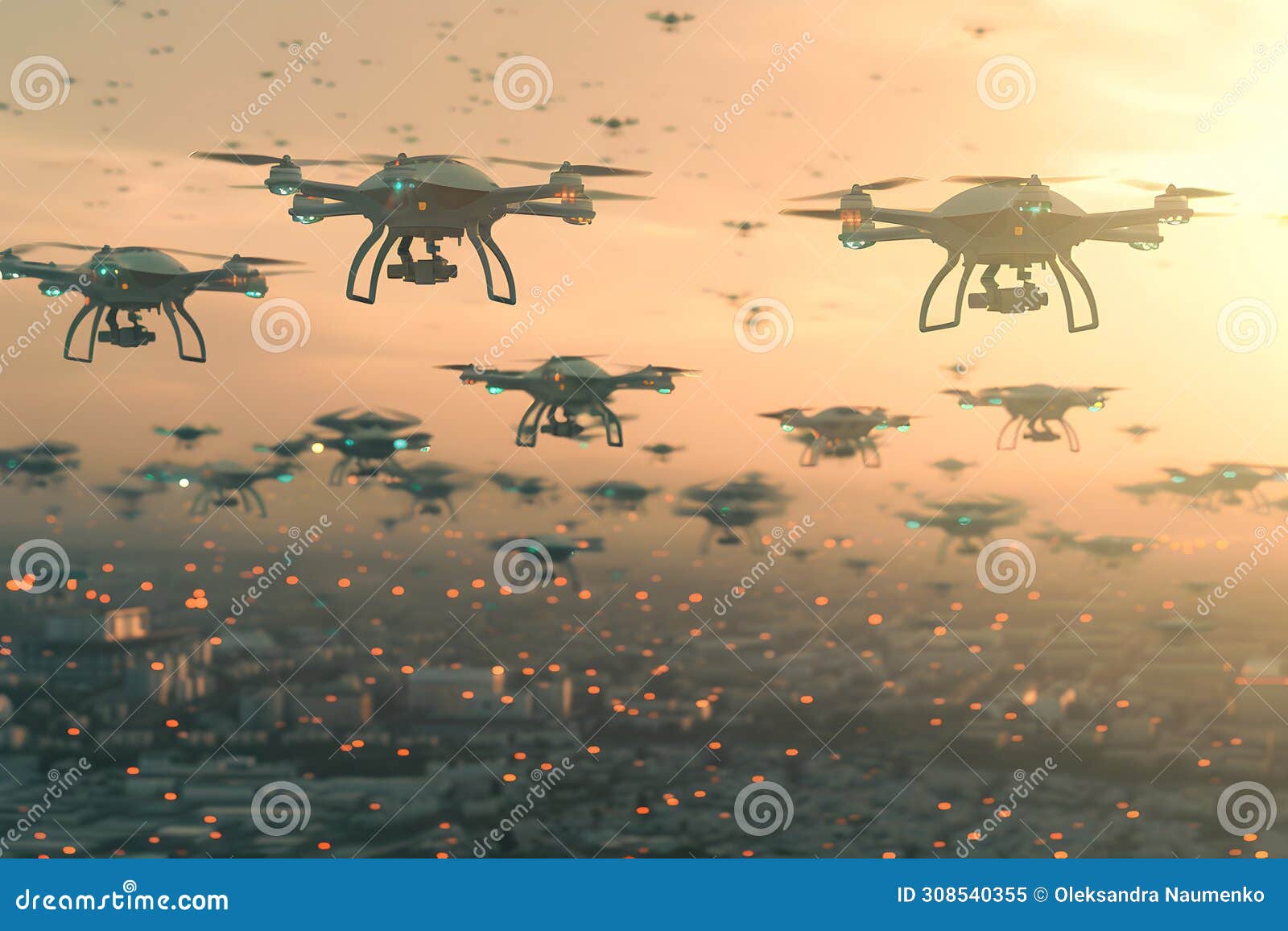 Miltech Concept - Army of Drones Stock Image - Image of formation ...