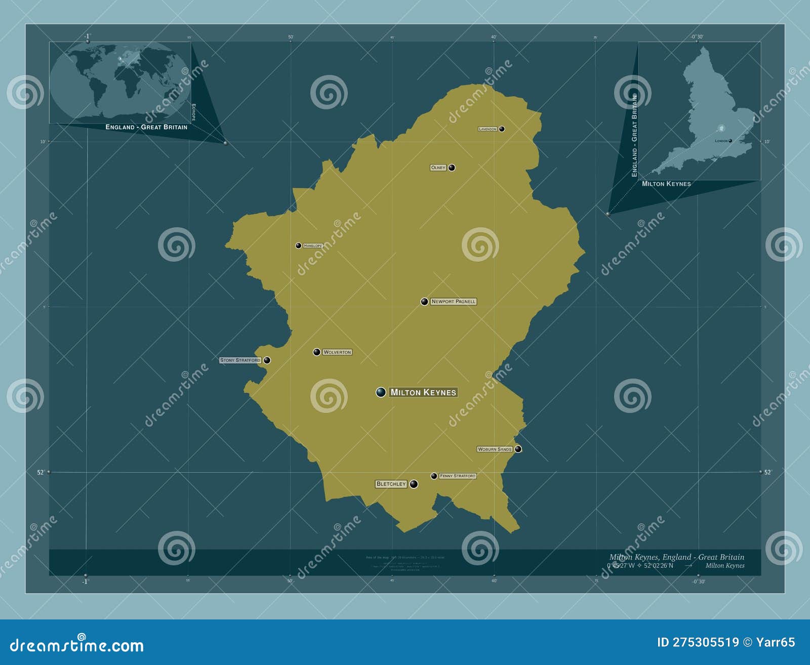 Milton Keynes, England - Great Britain. Solid. Labelled Points O Stock ...