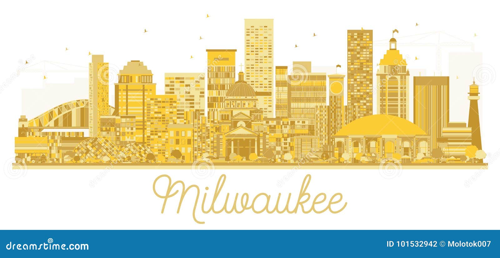 Milwaukee City Skyline Golden Silhouette Stock Vector Illustration