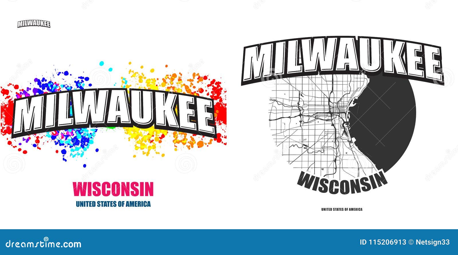 Milwaukee, Le Wisconsin, Deux Illustrations De Logo Illustration de ...
