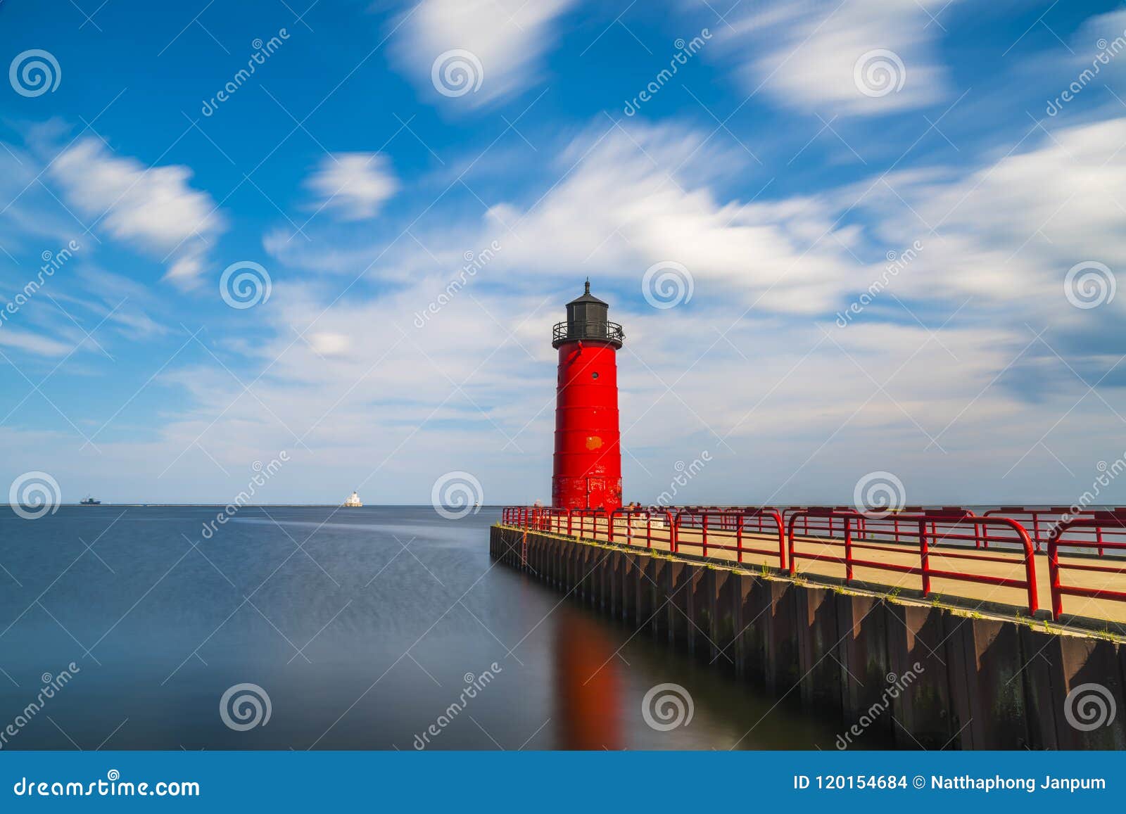 Milwaukee Lighthouse on Sunny Day. Stock Photo - Image of michigan ...