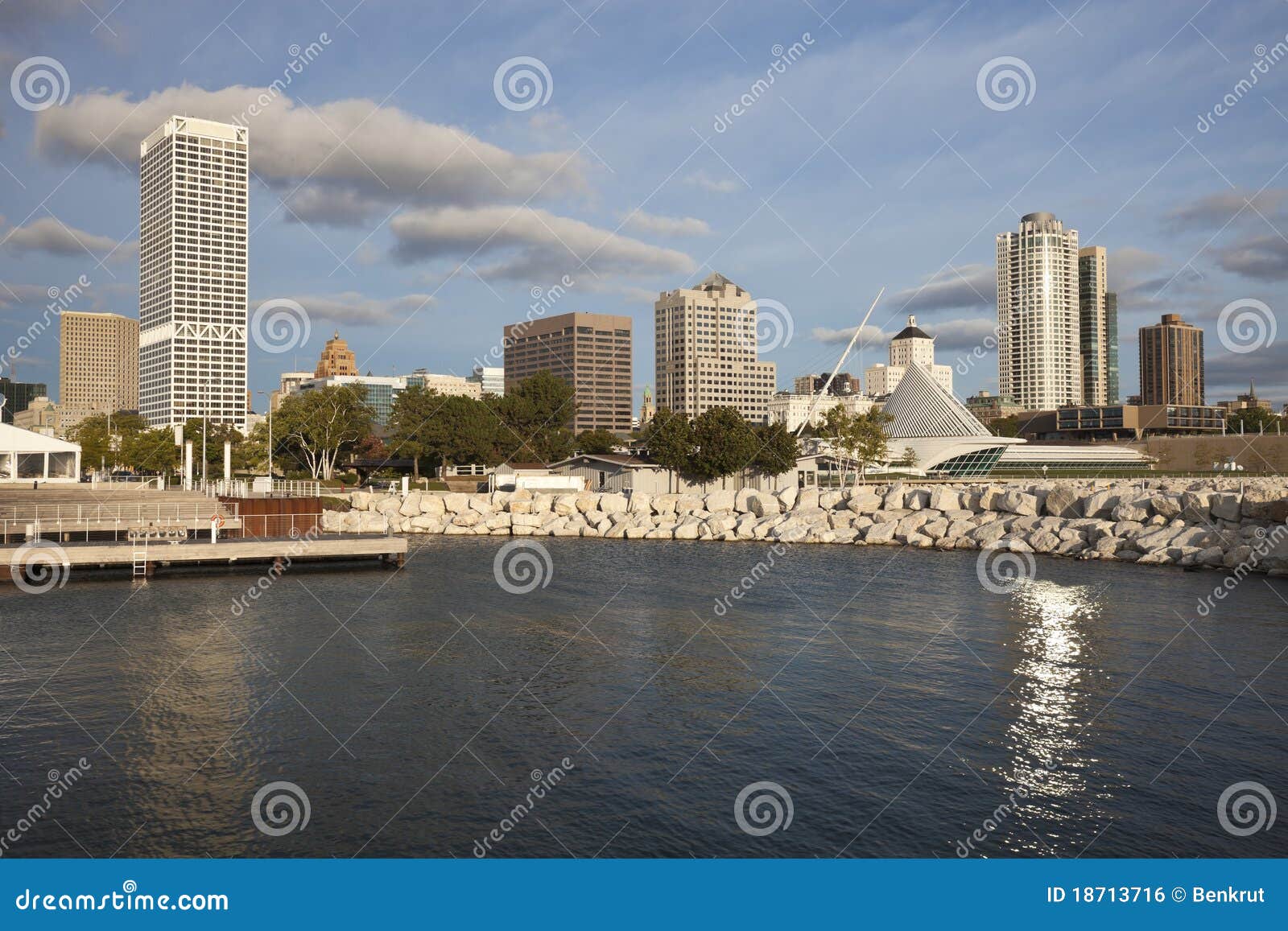 Milwaukee Seen from Lakefront Stock Photo - Image of city, michigan ...