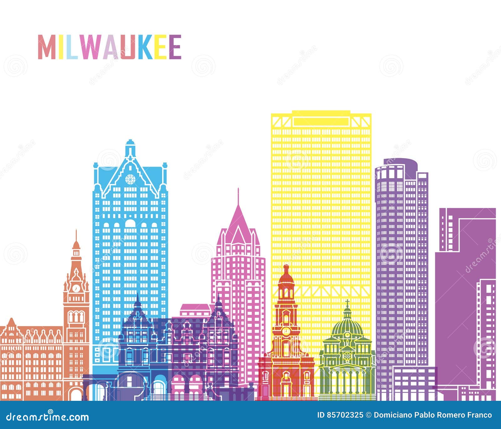 Milwaukee V2 skyline pop stock vector. Illustration of milwaukee - 85702325