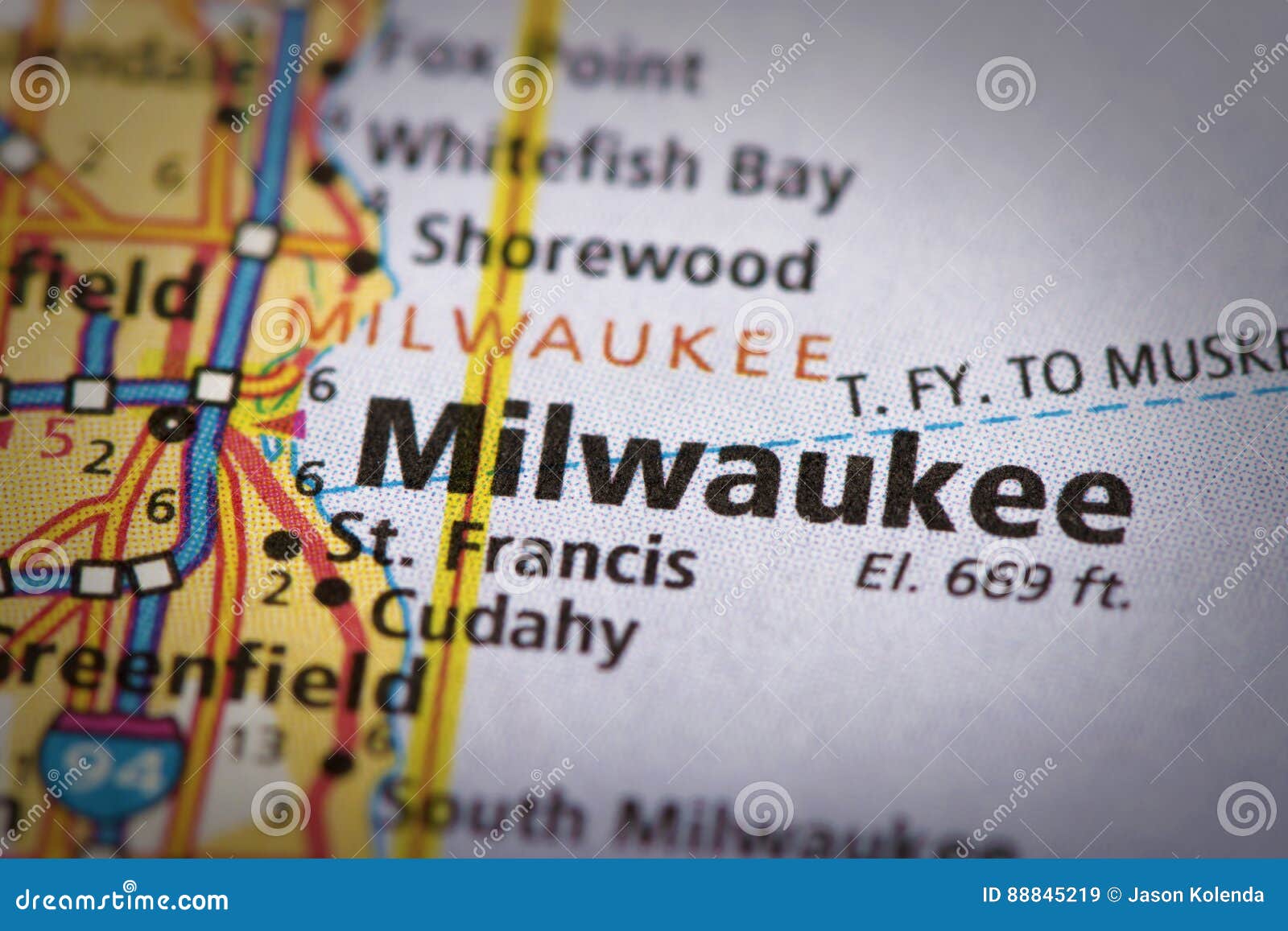Milwaukee, Wisconsin En Mapa Imagen de archivo - Imagen de recorrido ...