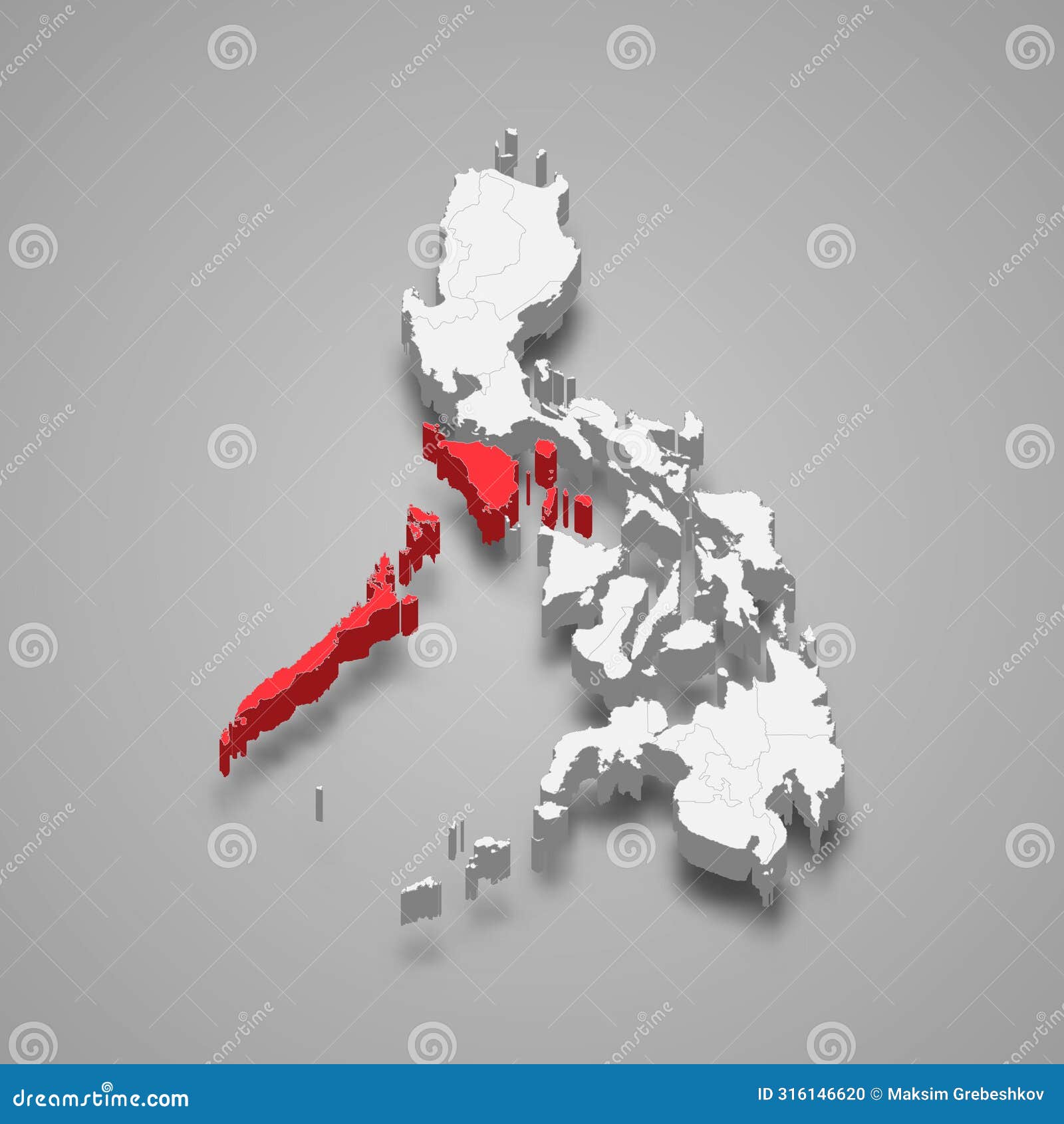 Mimaropa Region Location within Philippines 3d Map Stock Illustration ...