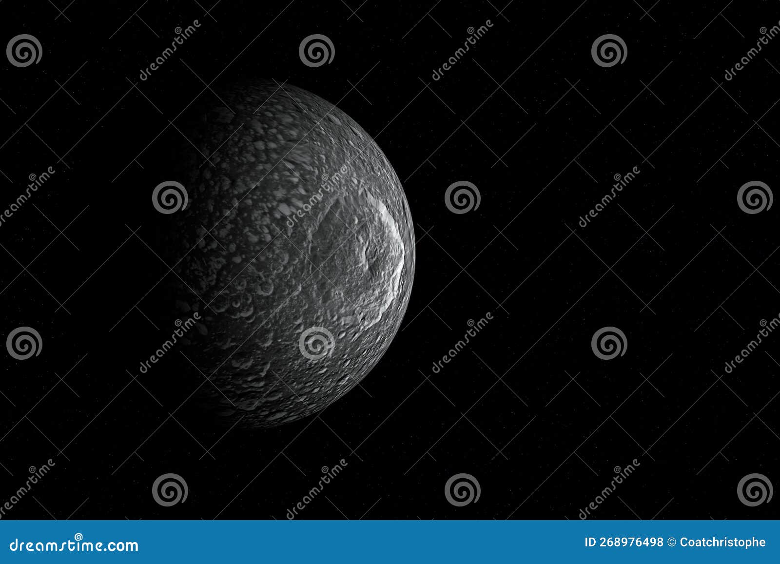 Mimas, the Moon of Saturn - Solar System Stock Illustration ...