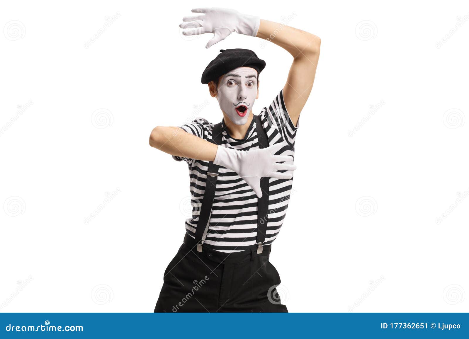 Mime Artist Gesturing with Hands Stock Image - Image of pantomime ...