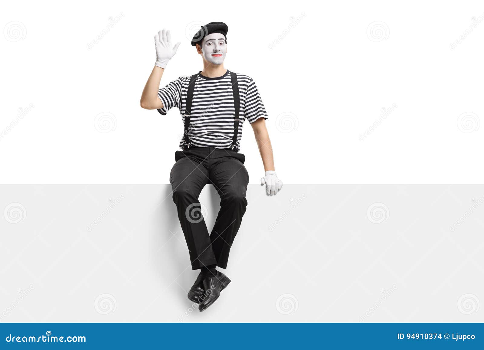 Mime Artist Sitting on a Panel Stock Photo - Image of copyspace ...