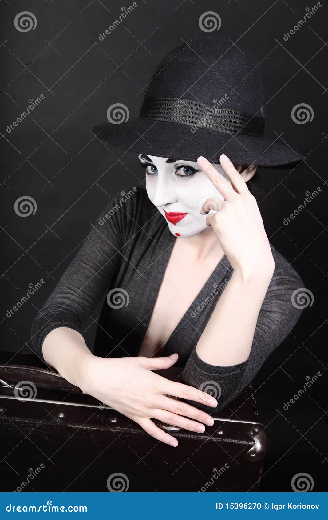 Mime Artist with Theatrical Makeup Stock Photo - Image of theatrical ...